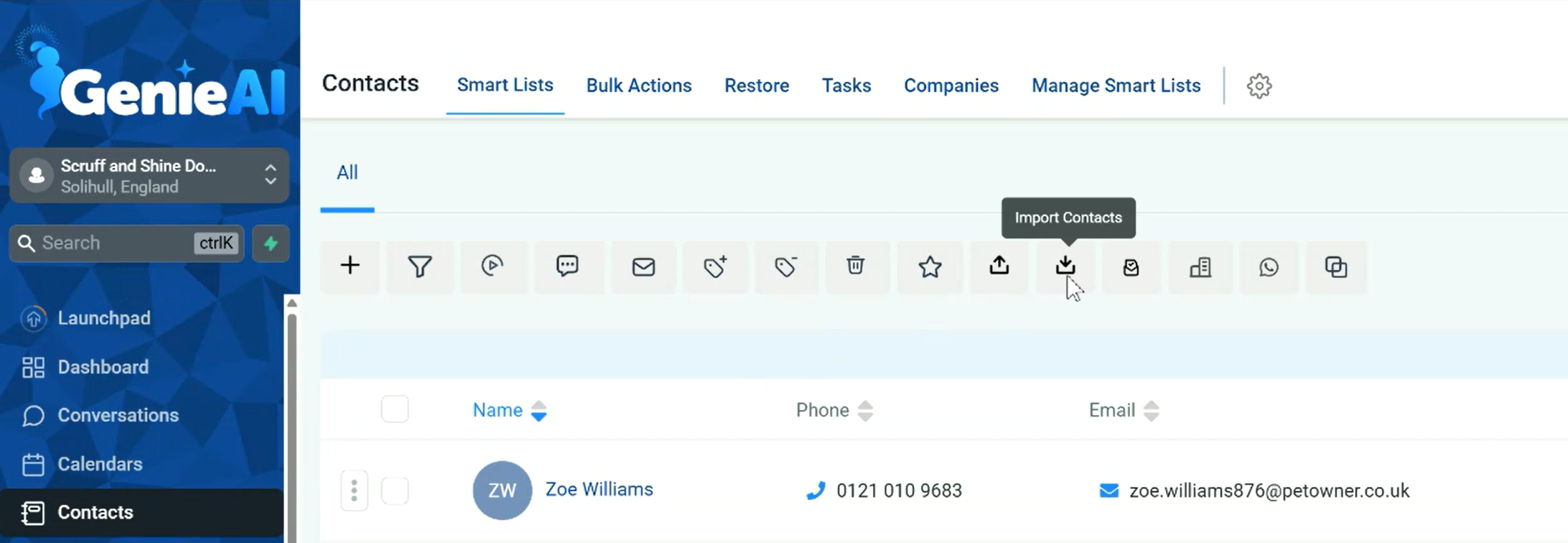 Bulk Import Contacts – GenieAI