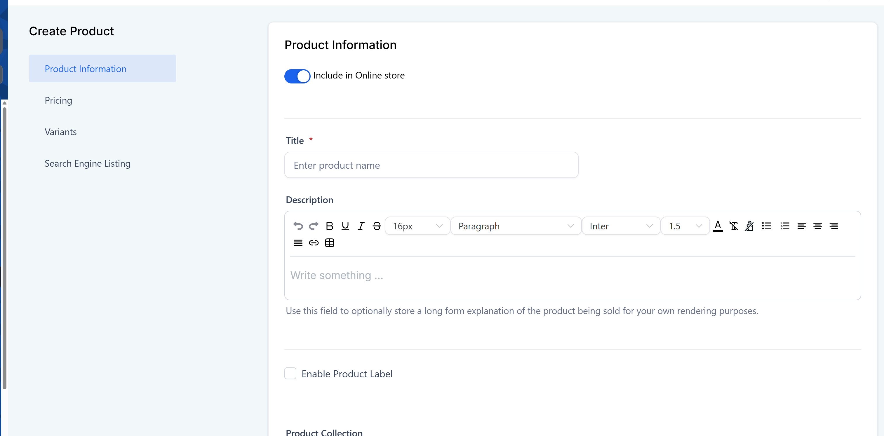 Creating Products – Product Information – GenieAI