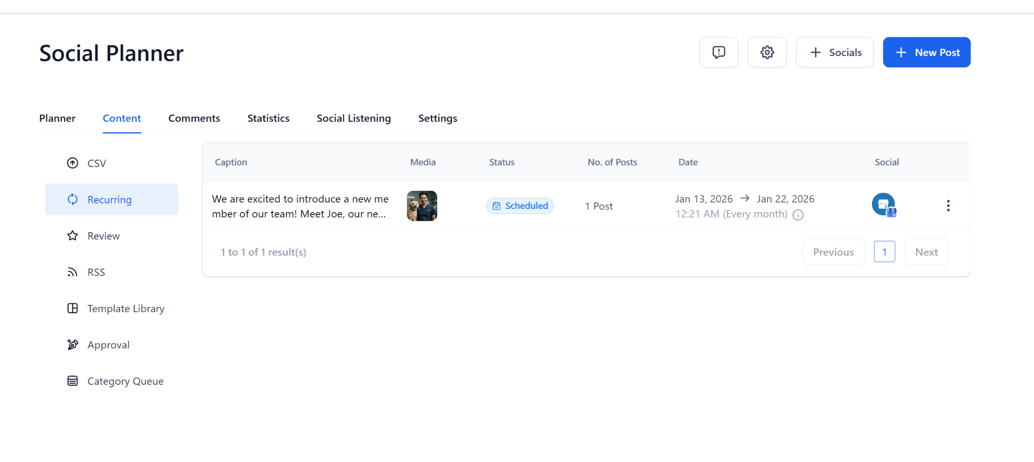 Understand the Content Tab in the Social Planner – GenieAI