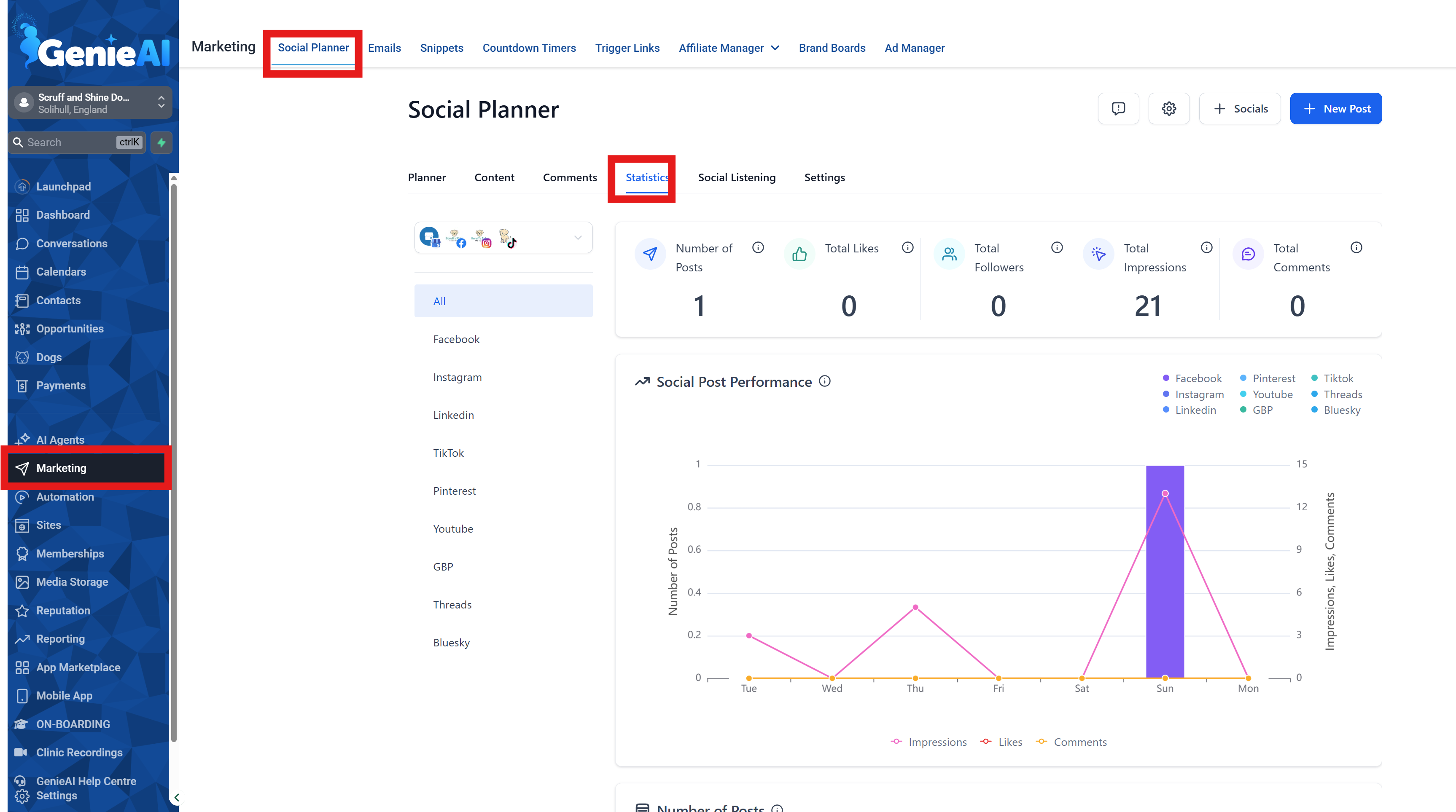 Understanding the Statistics Tab in the Social Planner – GenieAI