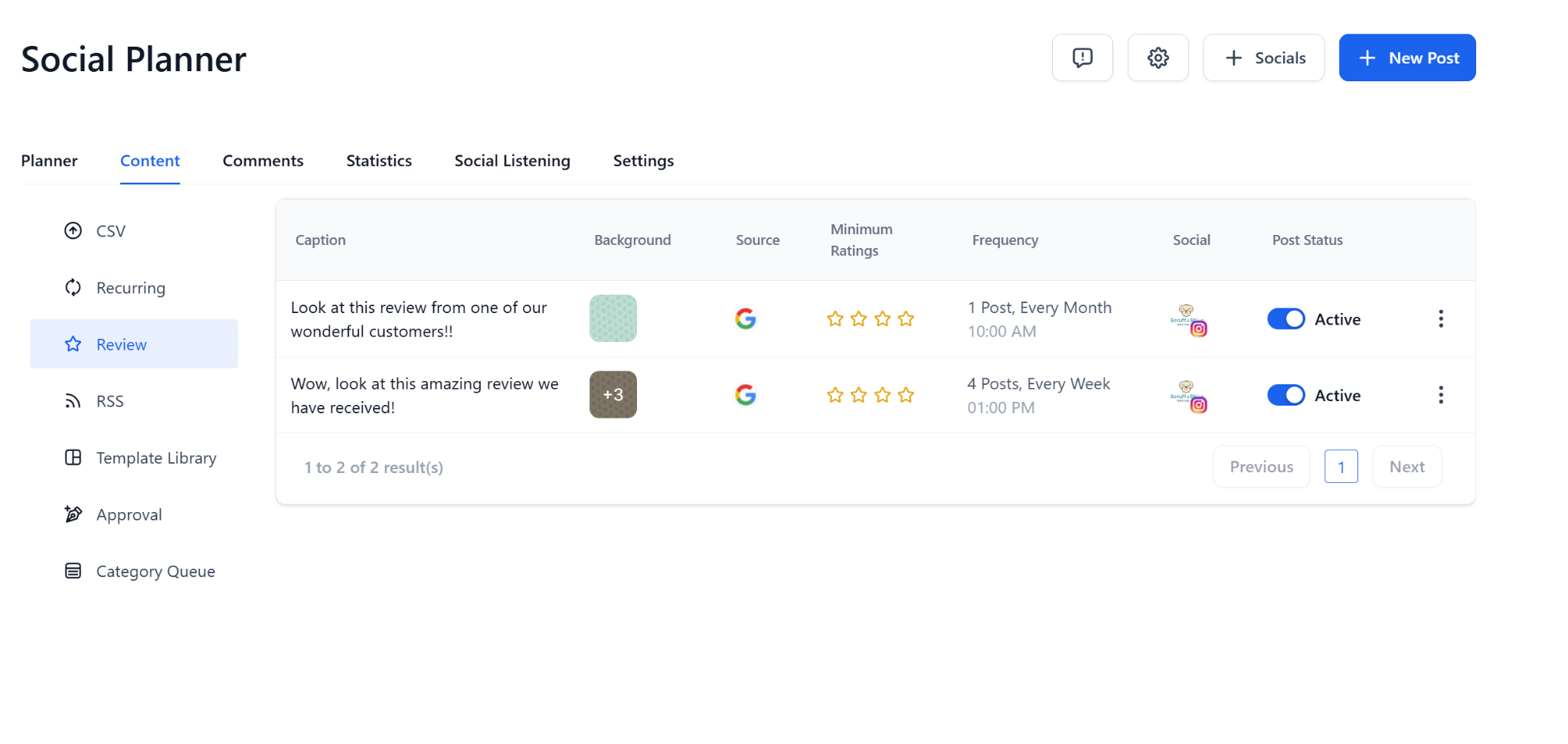 Understand the Content Tab in the Social Planner – GenieAI