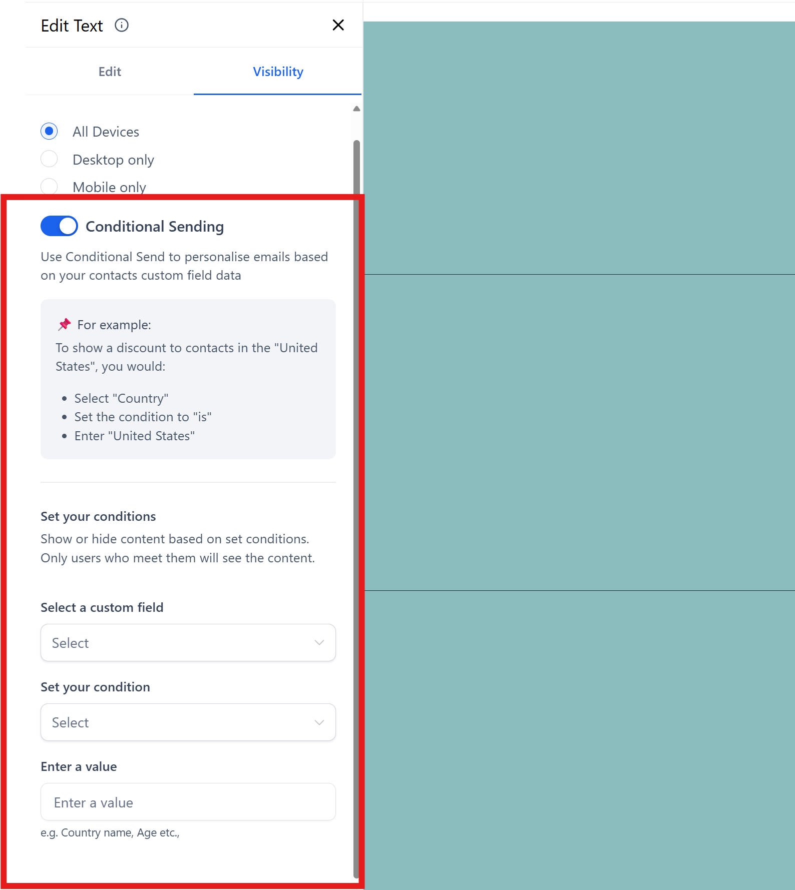 Using the Design Editor – Visibility and Conditional Sending – GenieAI