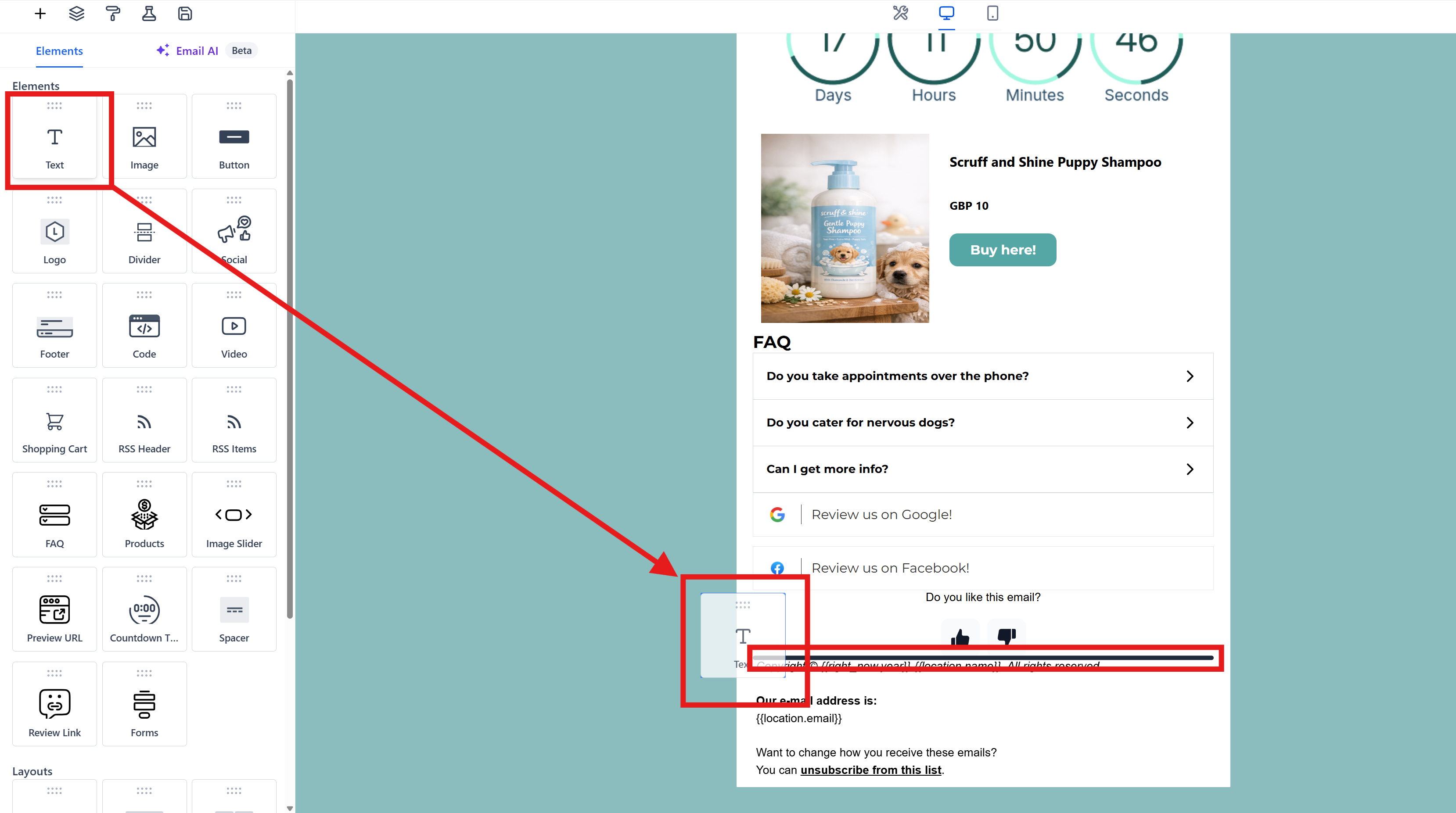Using the Design Editor – Text Element in GenieAI – GenieAI