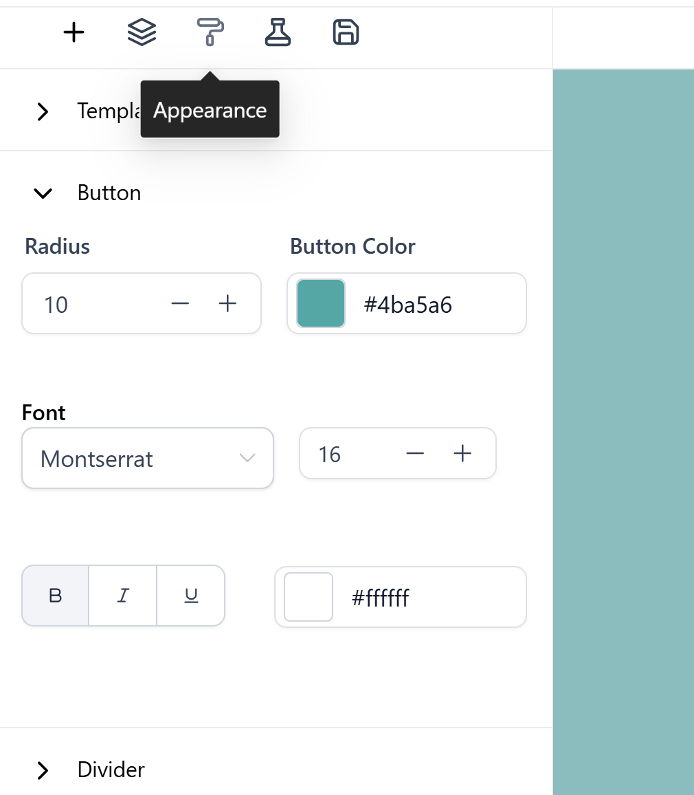 Using the Design Editor – Button Element – GenieAI
