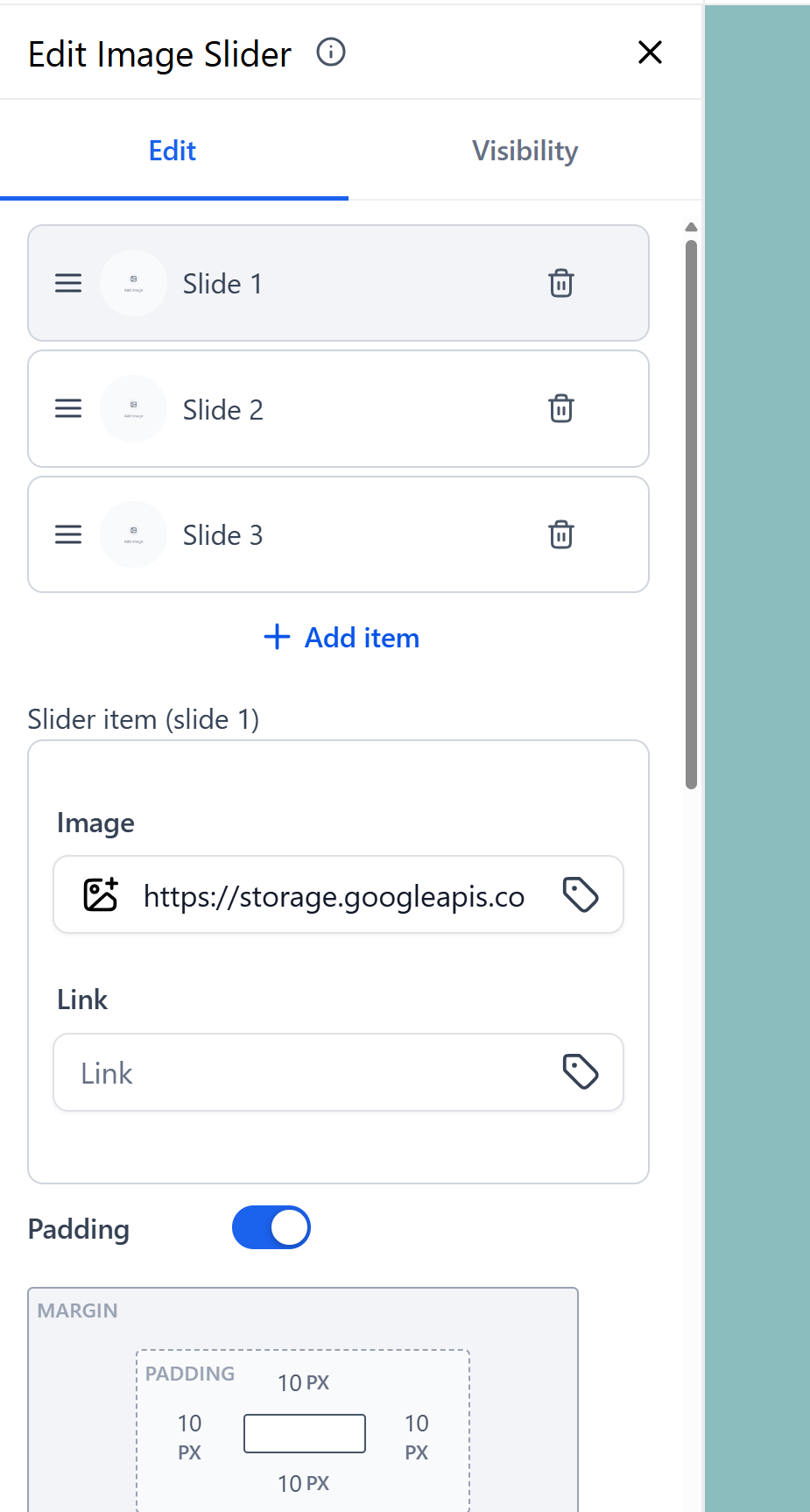 Using the Design Editor – Image Slider Element – GenieAI