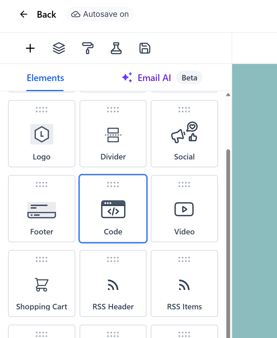 Using the Design Editor – Code Element – GenieAI