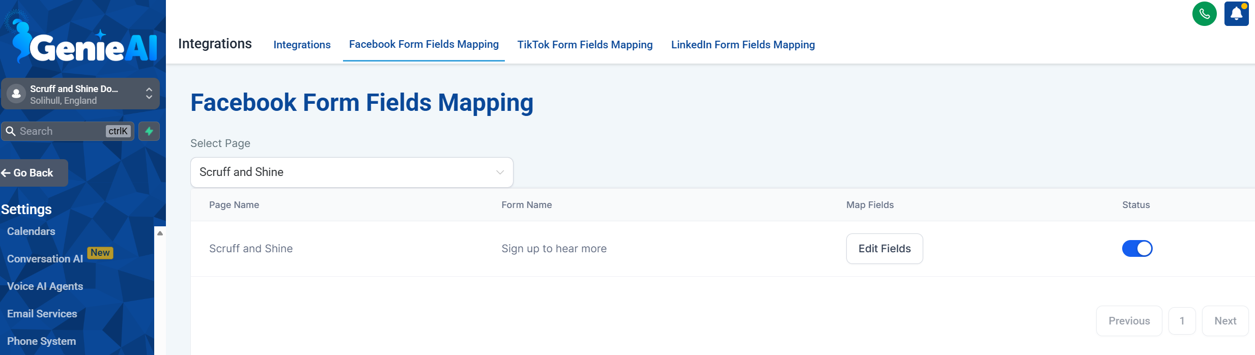 Facebook Form Fields Mapping in GenieAI – GenieAI